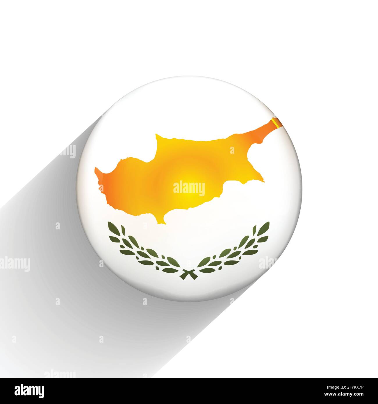 Glass light ball with flag of Cyprus. Round sphere, template icon ...