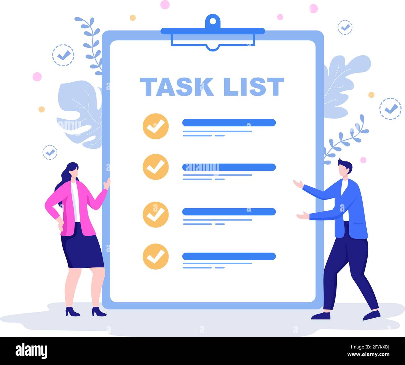 Task List Vector Illustration To Do list Time Management, Work Planning ...