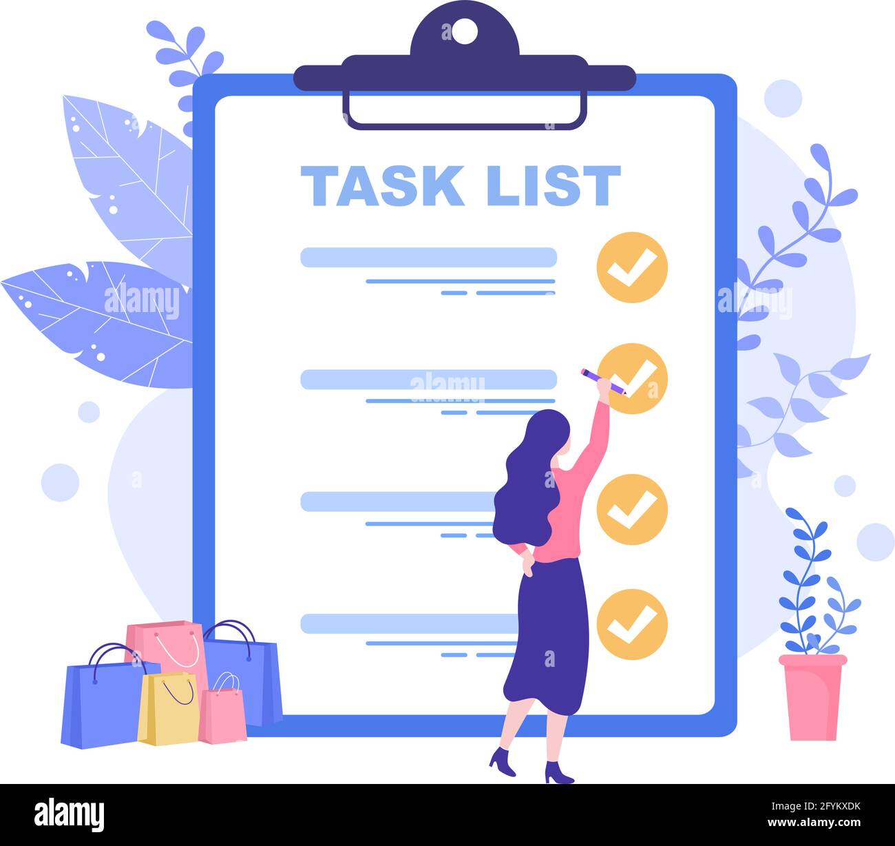 Task List Vector Illustration To Do list Time Management, Work Planning ...