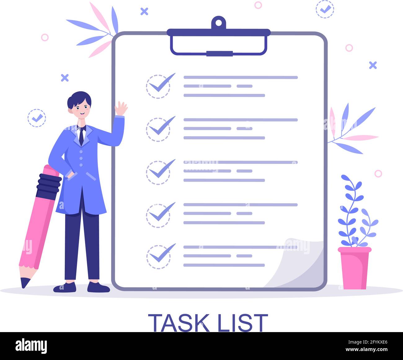 Task List Vector Illustration To Do list Time Management, Work Planning ...