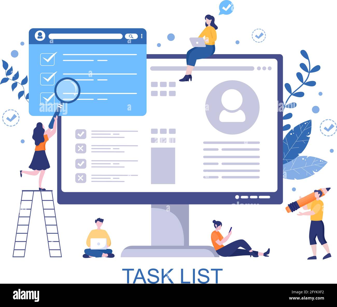 Task List Vector Illustration To Do list Time Management, Work Planning ...