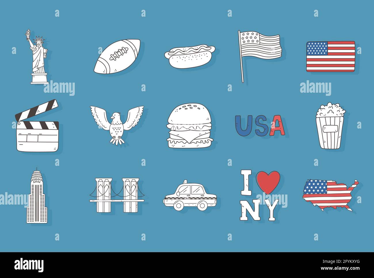 american stuff outline set Stock Vector Image & Art - Alamy