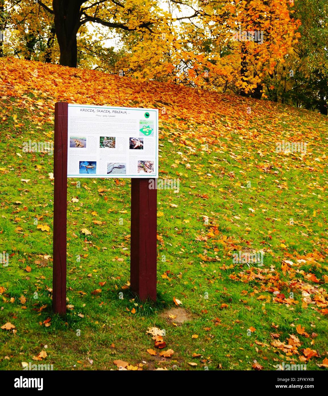 POZNAN, POLAND - Jan 26, 2014: Information sign at the Citadel park ...