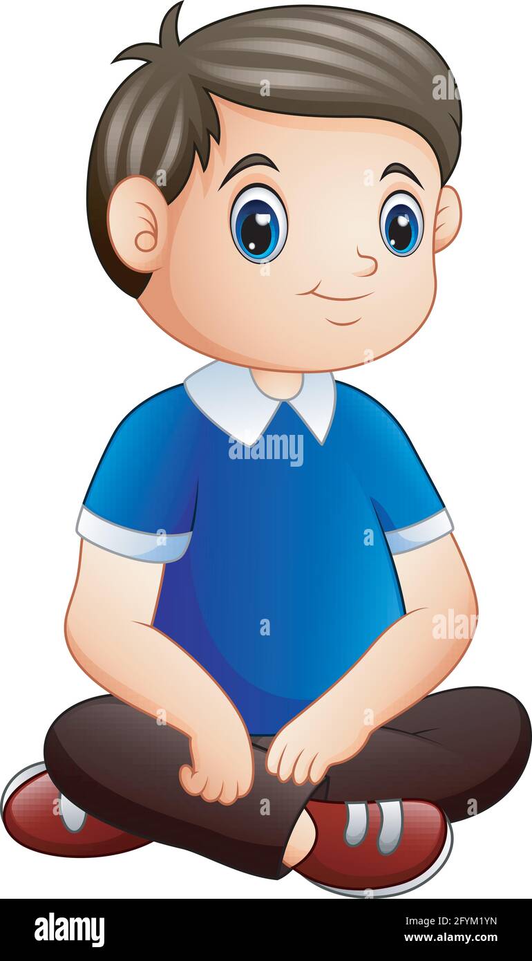 Cartoon happy male sitting on the floor Stock Vector Image & Art - Alamy