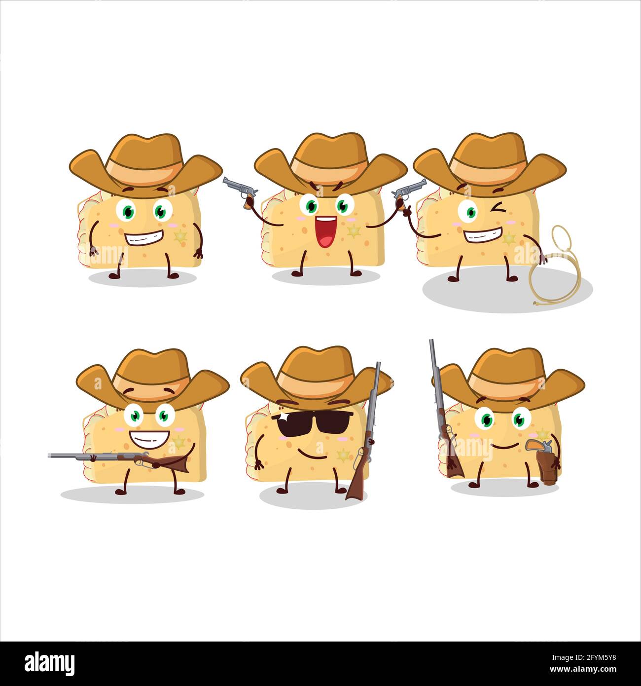 Cool cowboy apple sandwich cartoon character with a cute hat. Vector ...