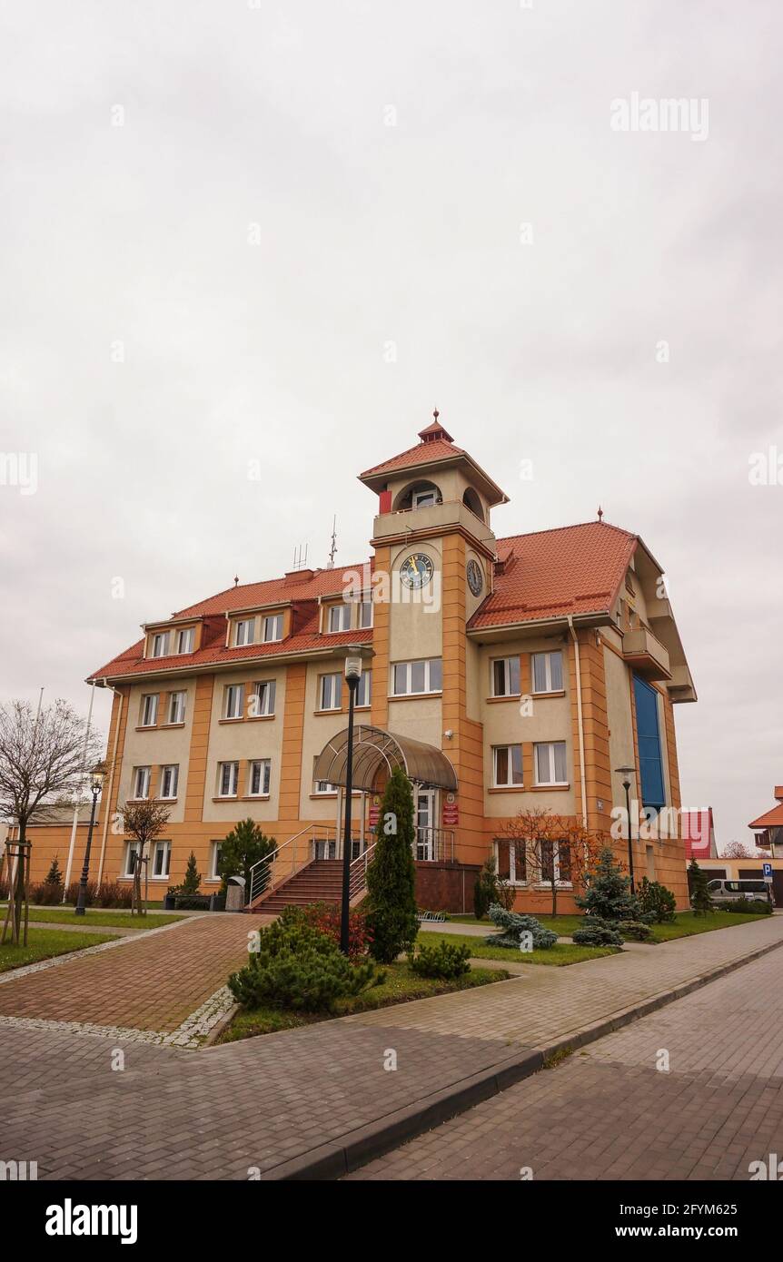 HEL, POLAND - Dec 30, 2015: Government building with clock tower on a ...