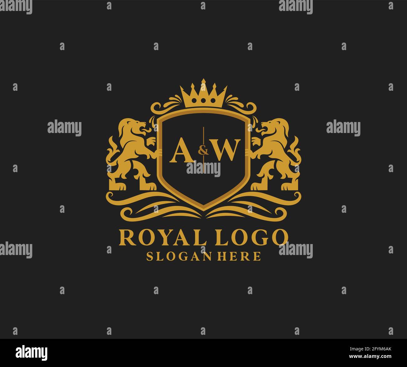 AW Letter Lion Royal Luxury Logo template in vector art for Restaurant ...
