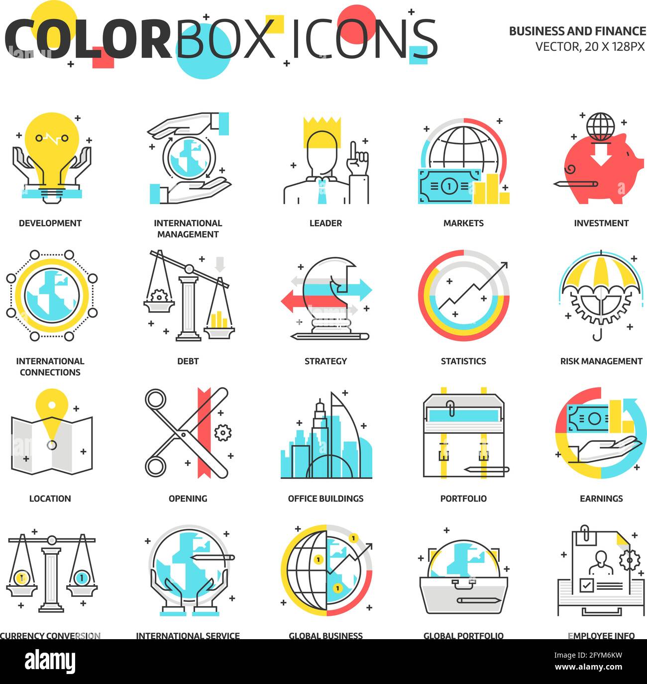 Color box icons, business and finance concept illustrations, icons ...