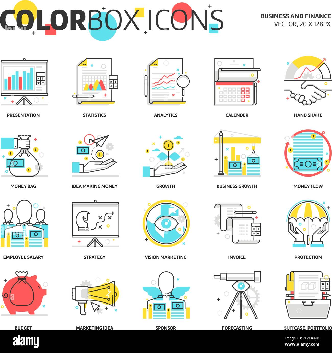 Color box icons, business backgrounds and graphics. The illustration is ...