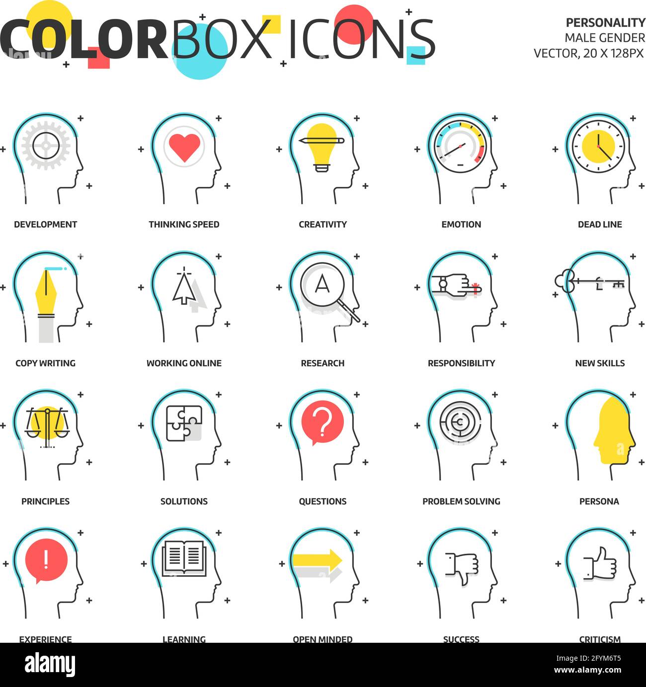 Color box icons, business and personality concept icons, business and ...