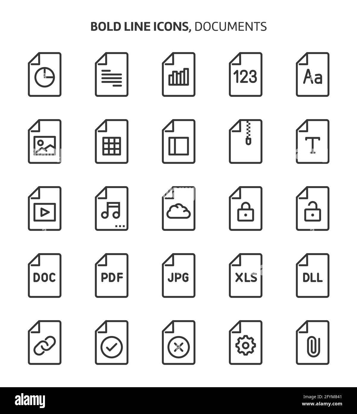 File types, bold line icons. The illustrations are a vector, editable ...