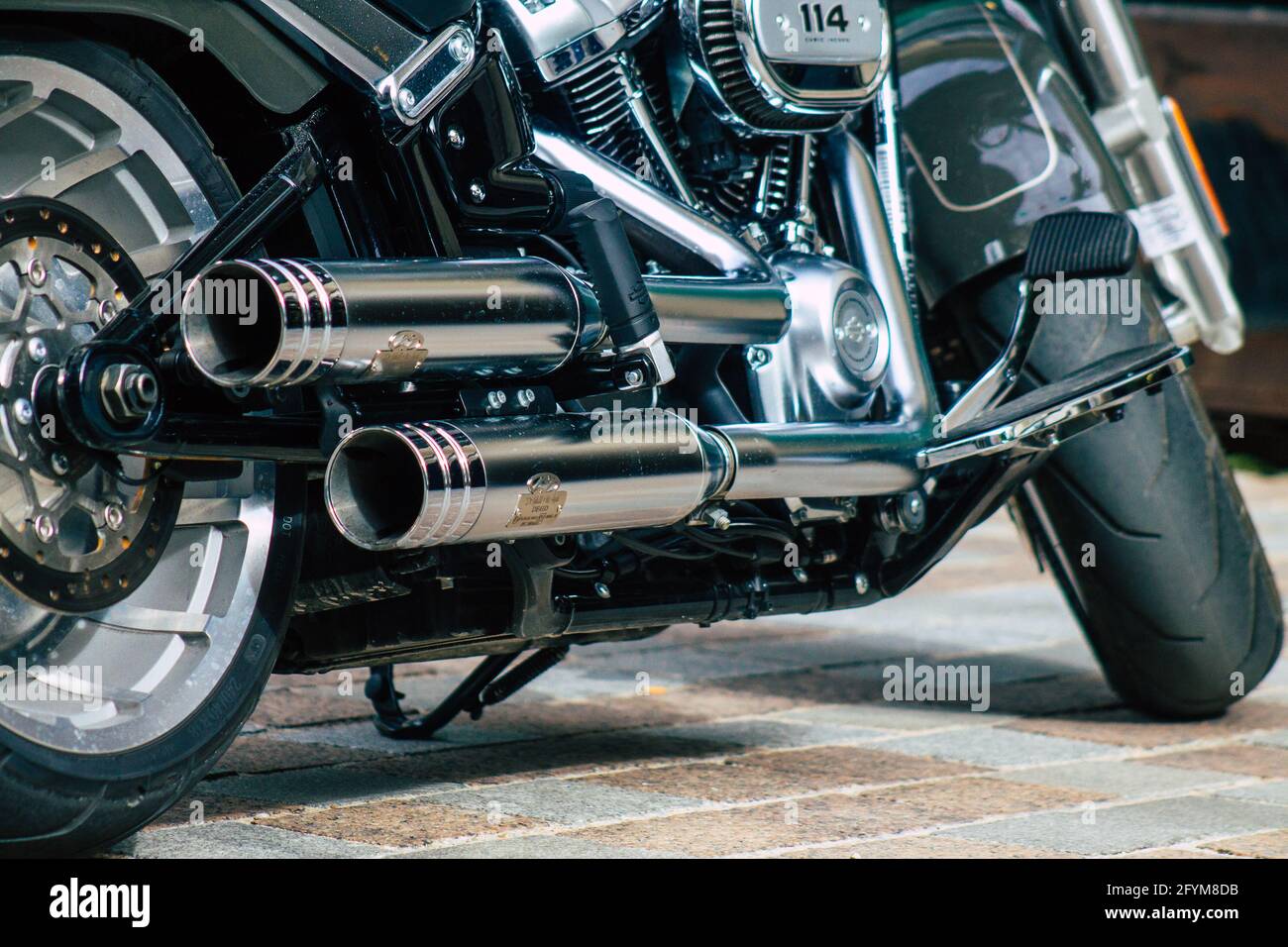 Reims France May 28, 2021 Harley Davidson 114 motorcycle parked in the ...