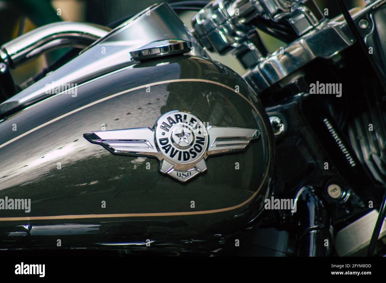 Reims France May 28, 2021 Harley Davidson 114 motorcycle parked in the ...