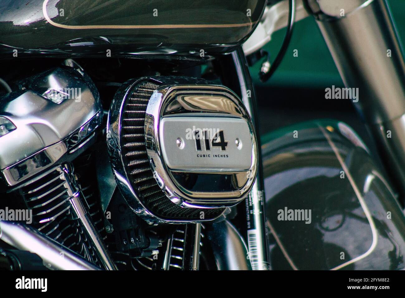 Reims France May 28, 2021 Harley Davidson 114 motorcycle parked in the ...