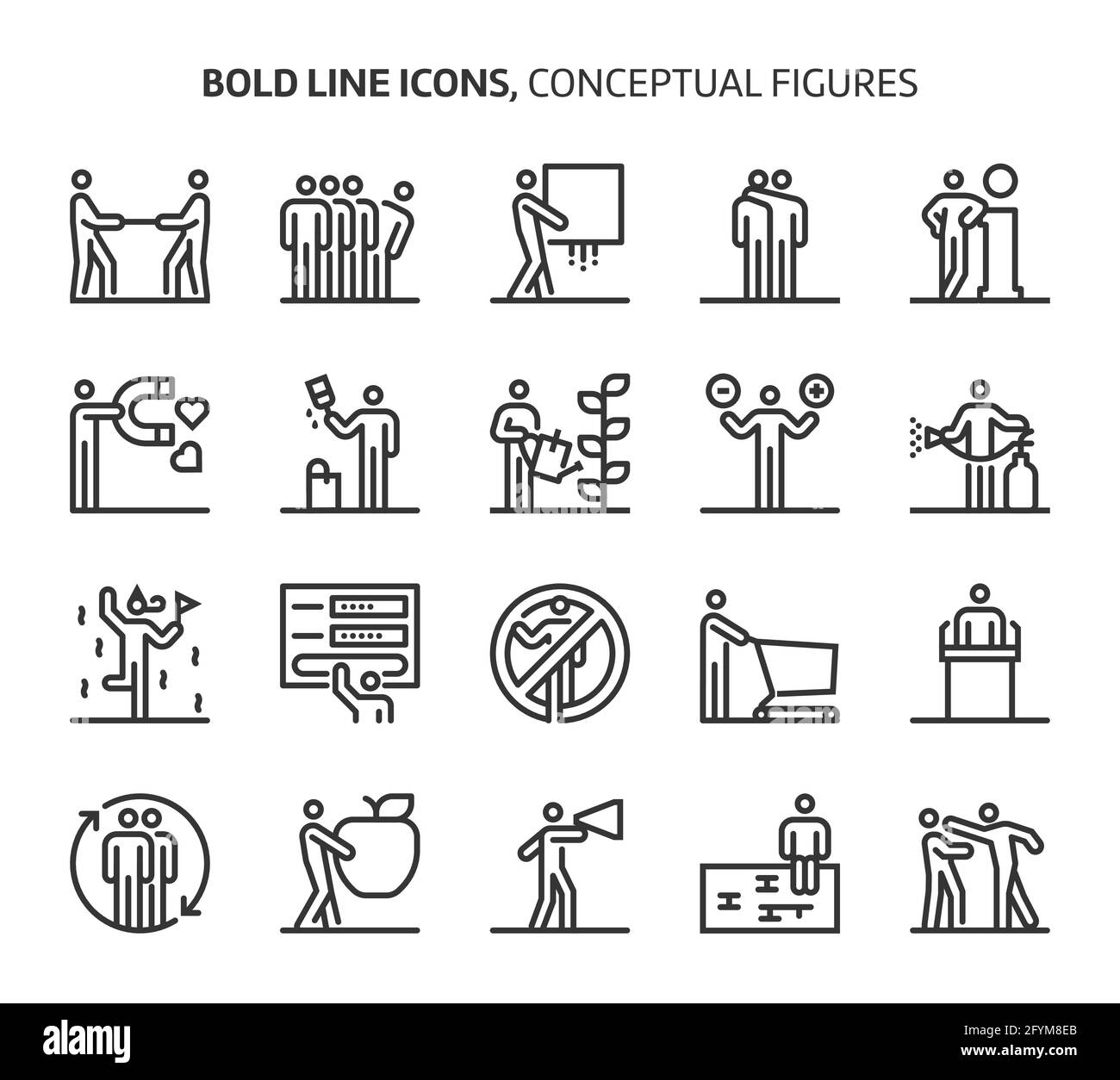 Conceptual figures, bold line icons. The illustrations are a vector ...