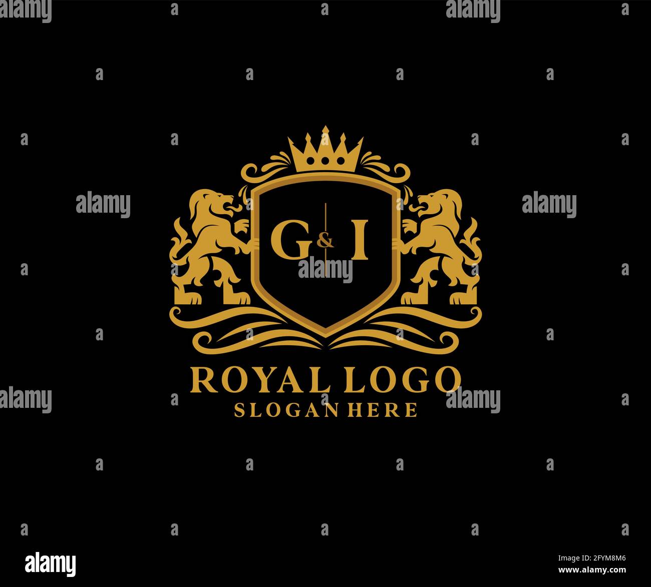 GI Letter Lion Royal Luxury Logo template in vector art for Restaurant ...