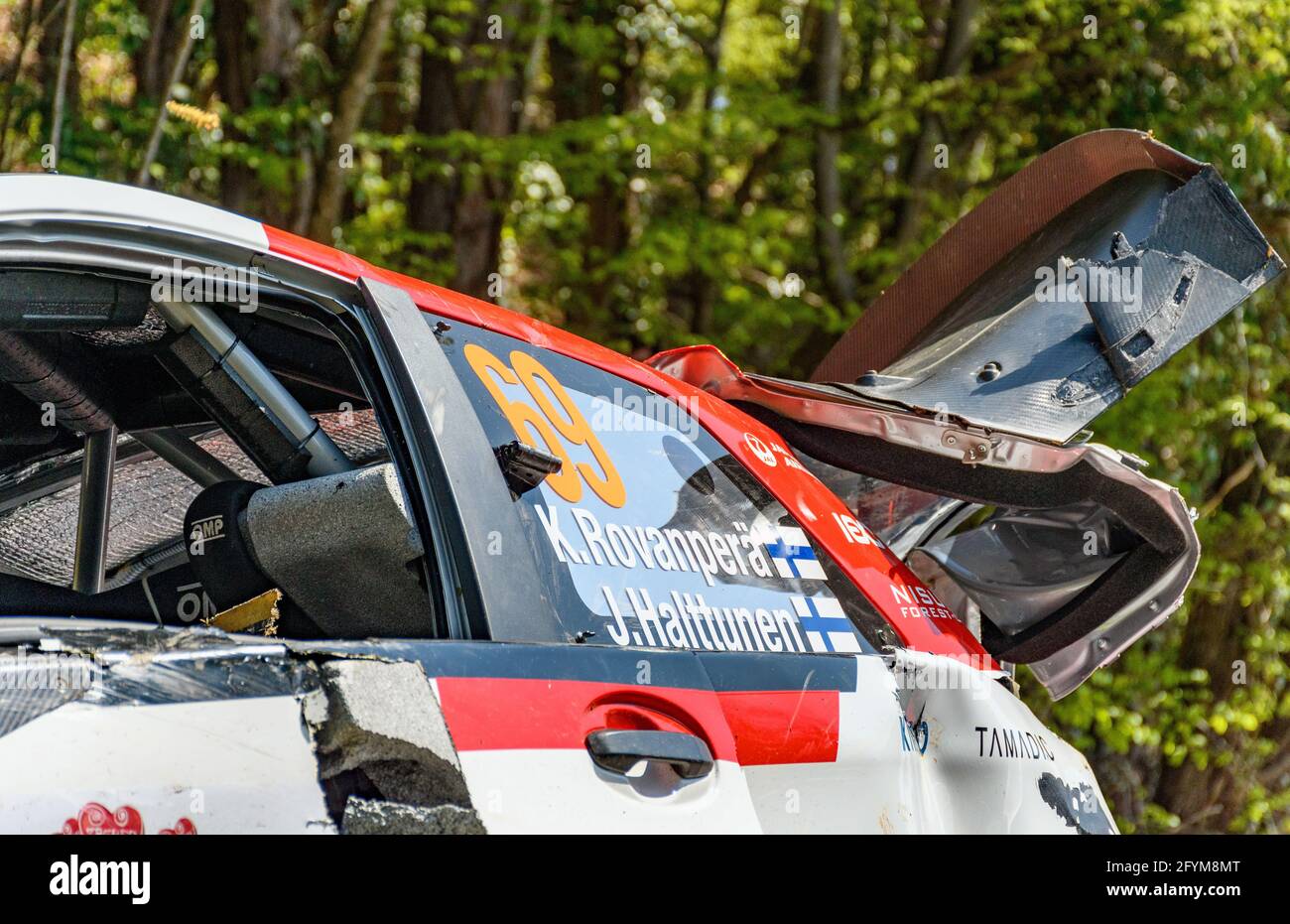 ZAGREB, CROATIA - Apr 23, 2021: Crashed Toyota Gazoo Racing Yaris WRC ...