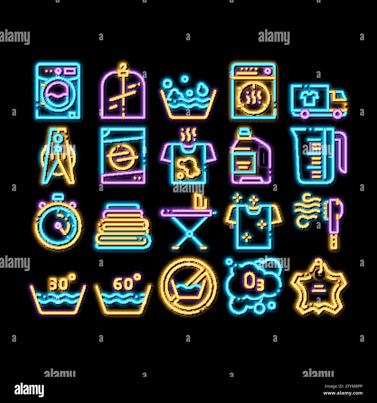 Laundry Service Vector neon glow icon illustration Stock Vector Image ...