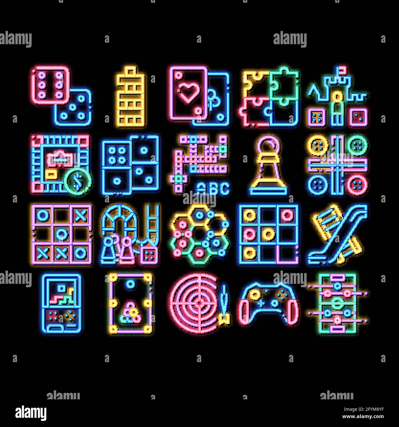 Interactive Kids Games Vector neon glow icon illustration Stock Vector ...