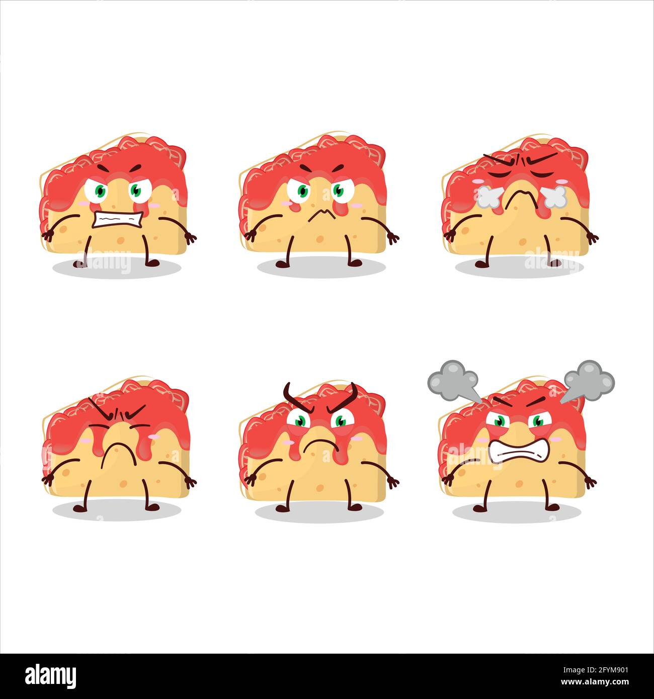Strawberry sandwich cartoon character with various angry expressions ...