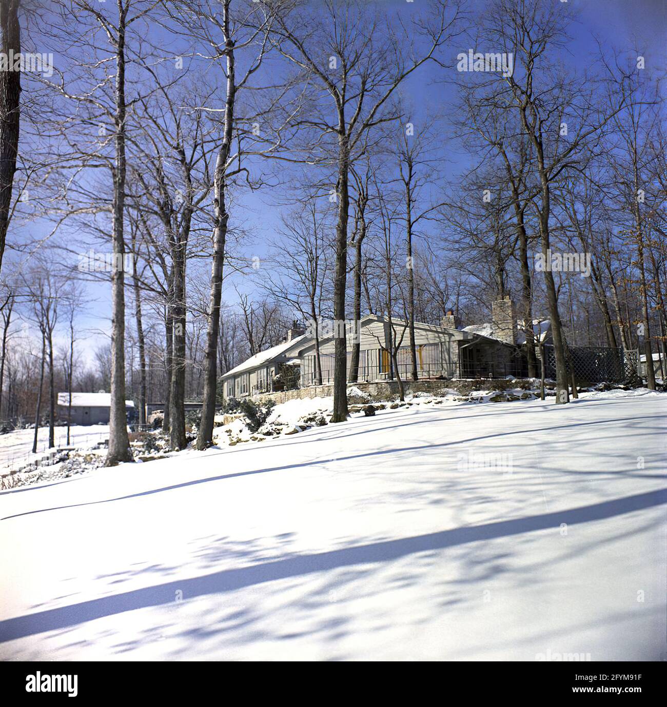 View of Aspen Lodge, the Presidential residence at Camp David, with ...