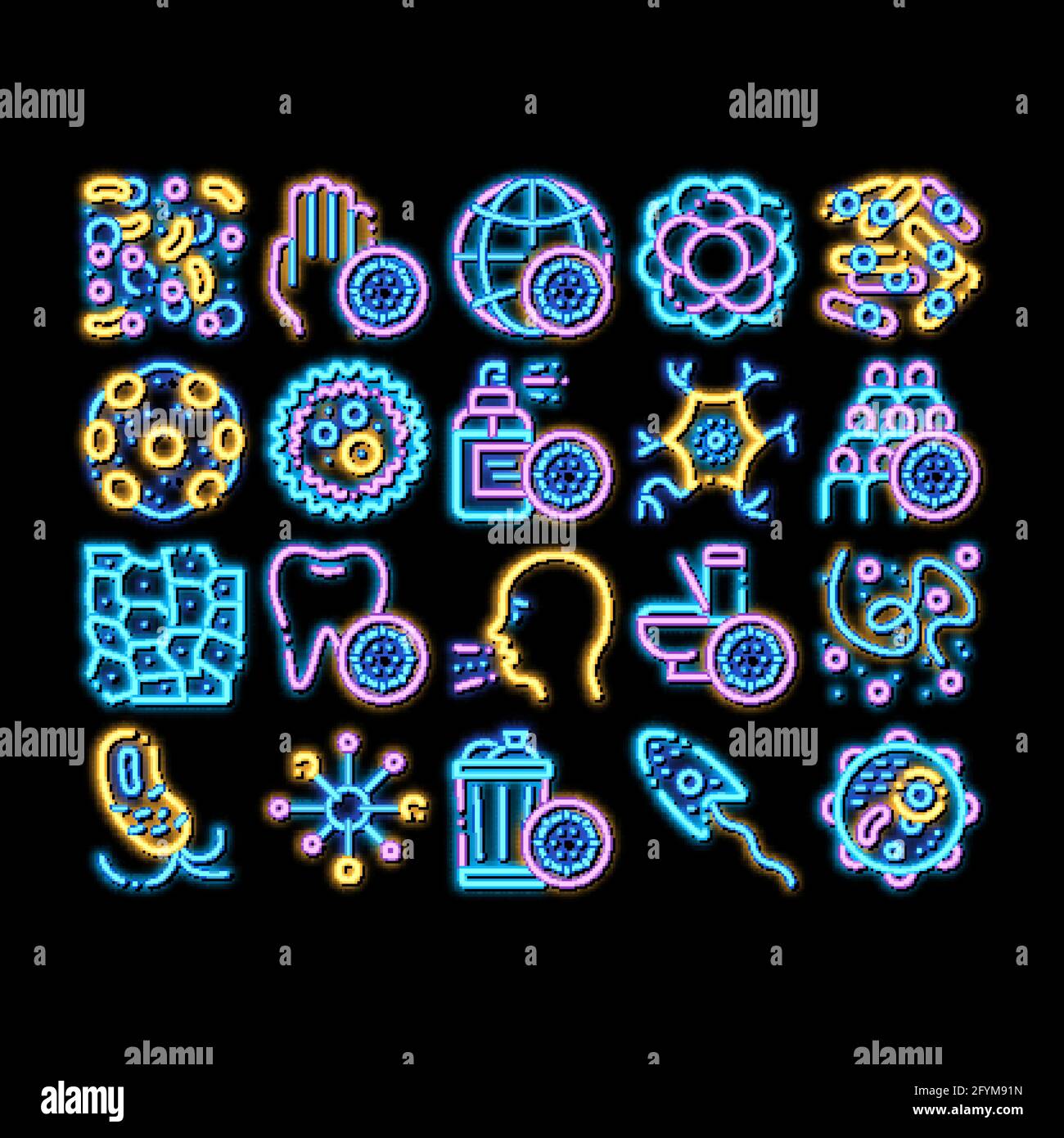 Bacteria Germs Vector neon glow icon illustration Stock Vector Image ...