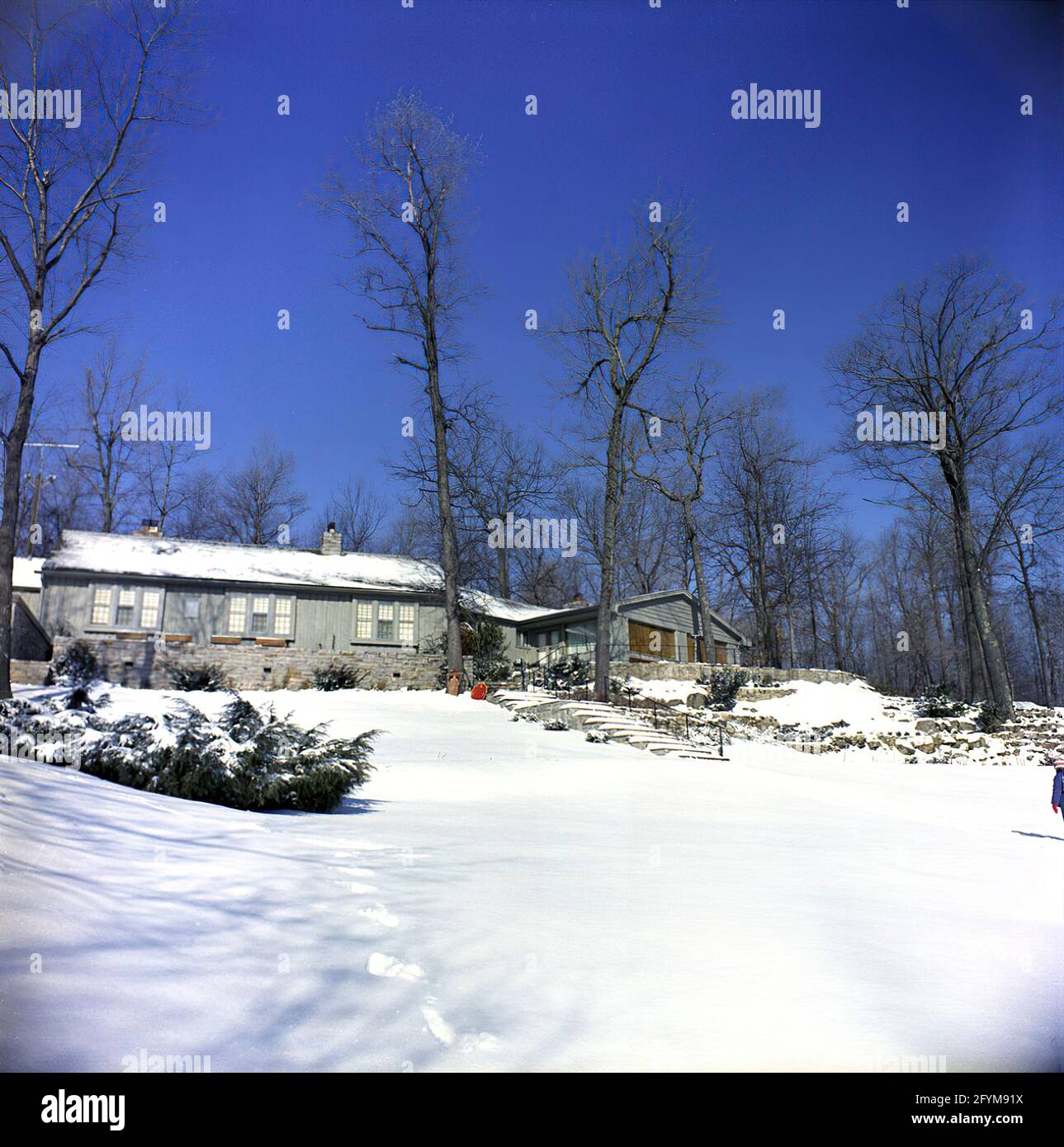View of Aspen Lodge, the Presidential residence at Camp David, with ...