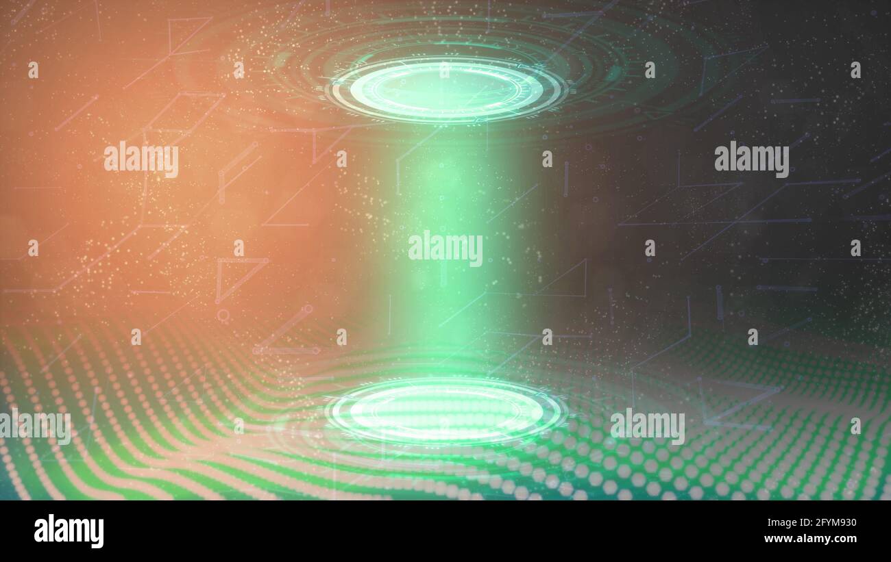 bright hi-tech background of two ui circles, technology teleport ...