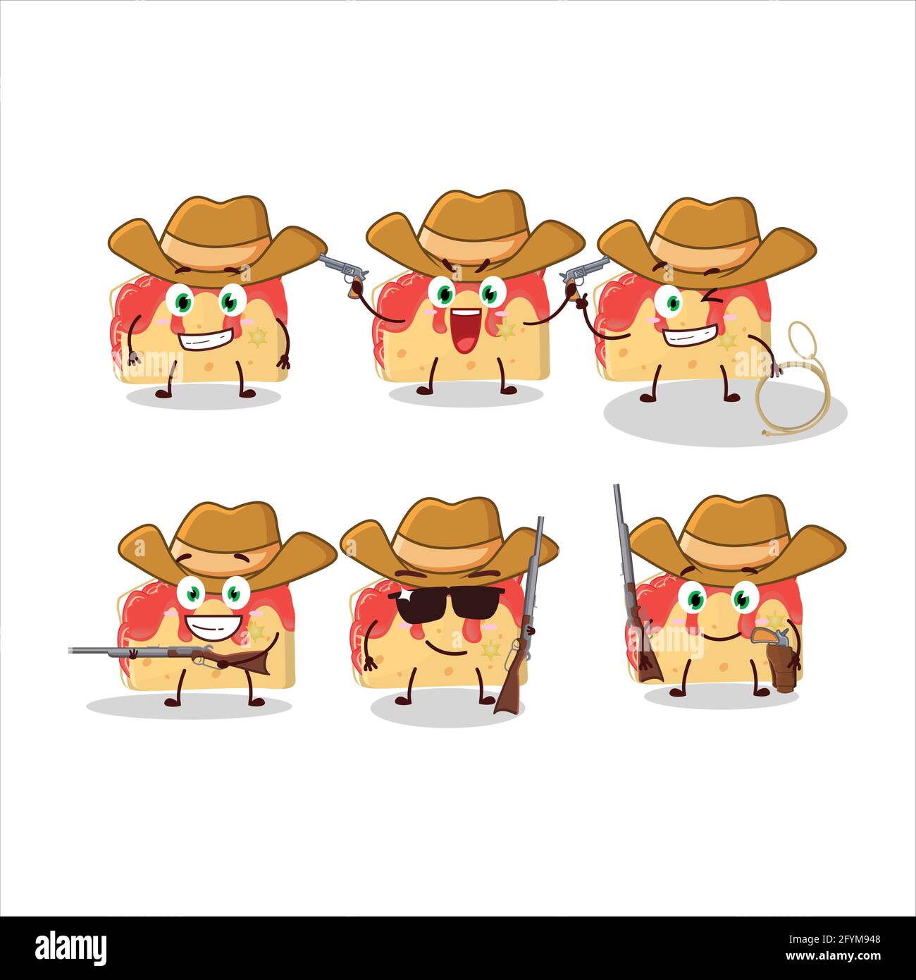 Cool cowboy strawberry sandwich cartoon character with a cute hat Stock ...