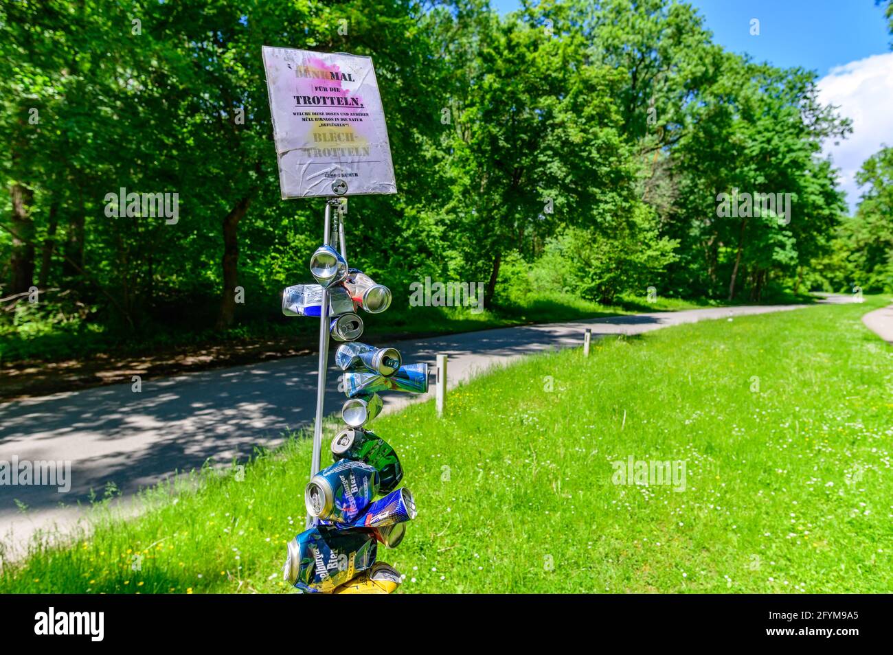 orth, austria, 28 may 2021, momument against littering in the austrian ...