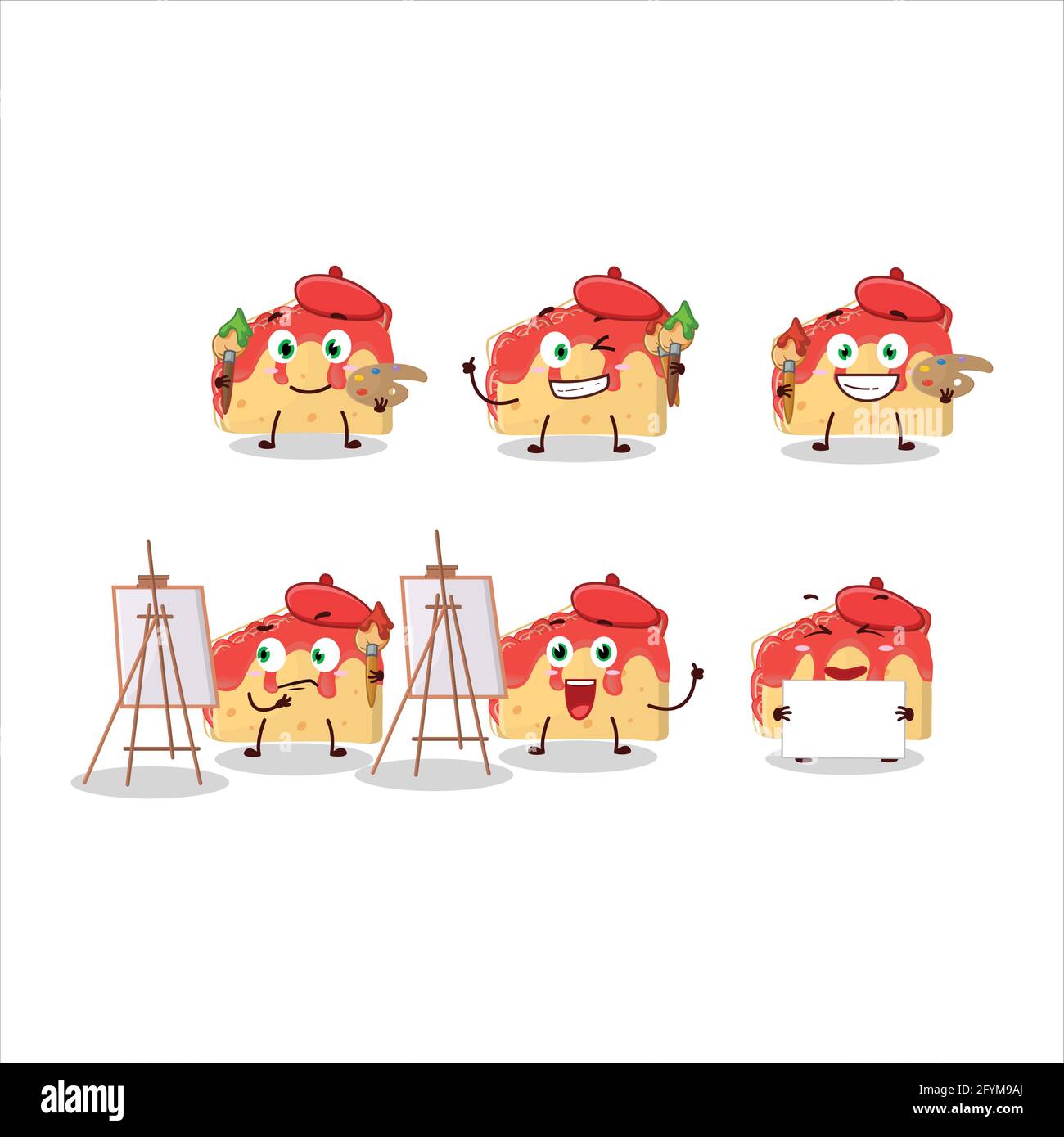 Artistic Artist of strawberry sandwich cartoon character painting with ...