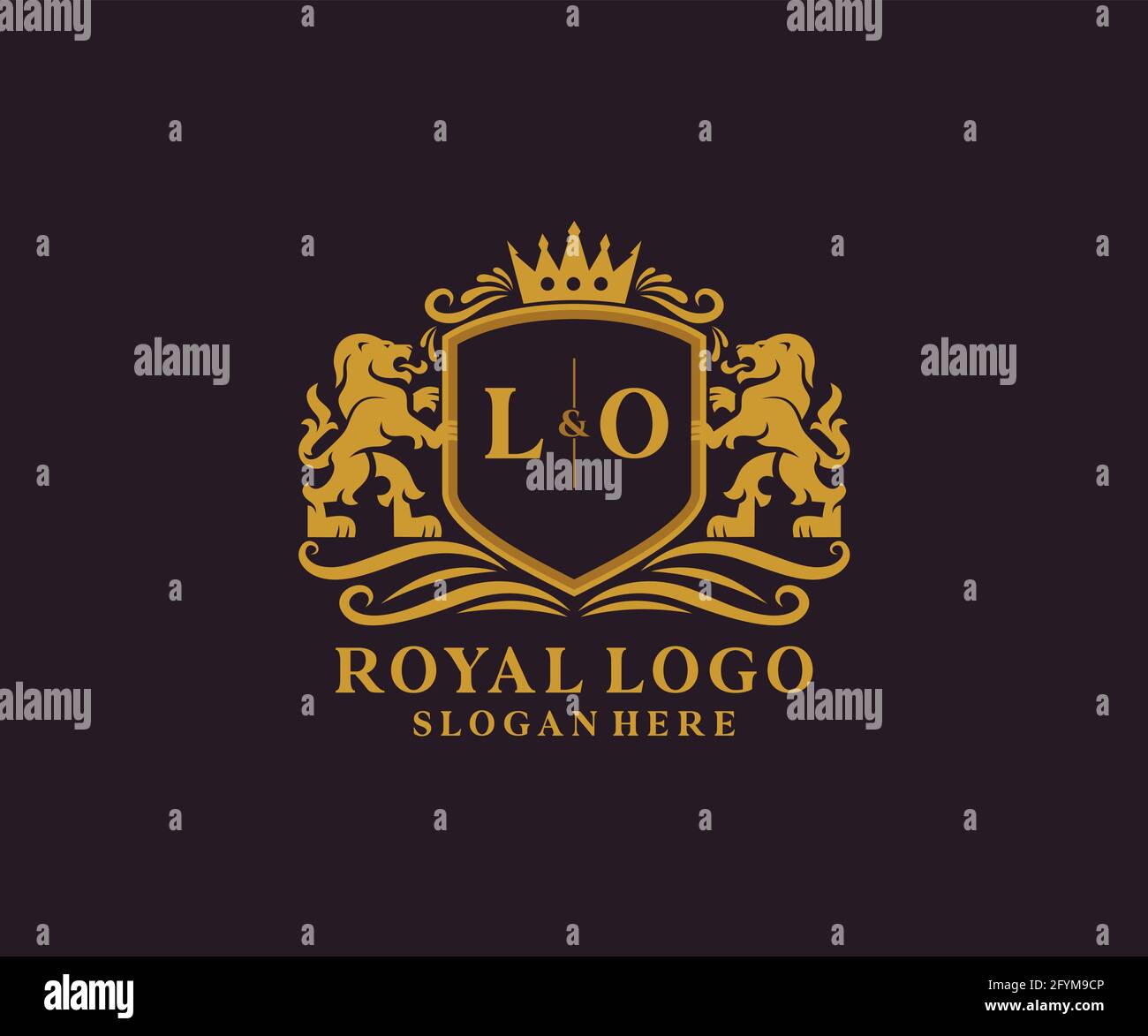 LO Letter Lion Royal Luxury Logo template in vector art for Restaurant ...