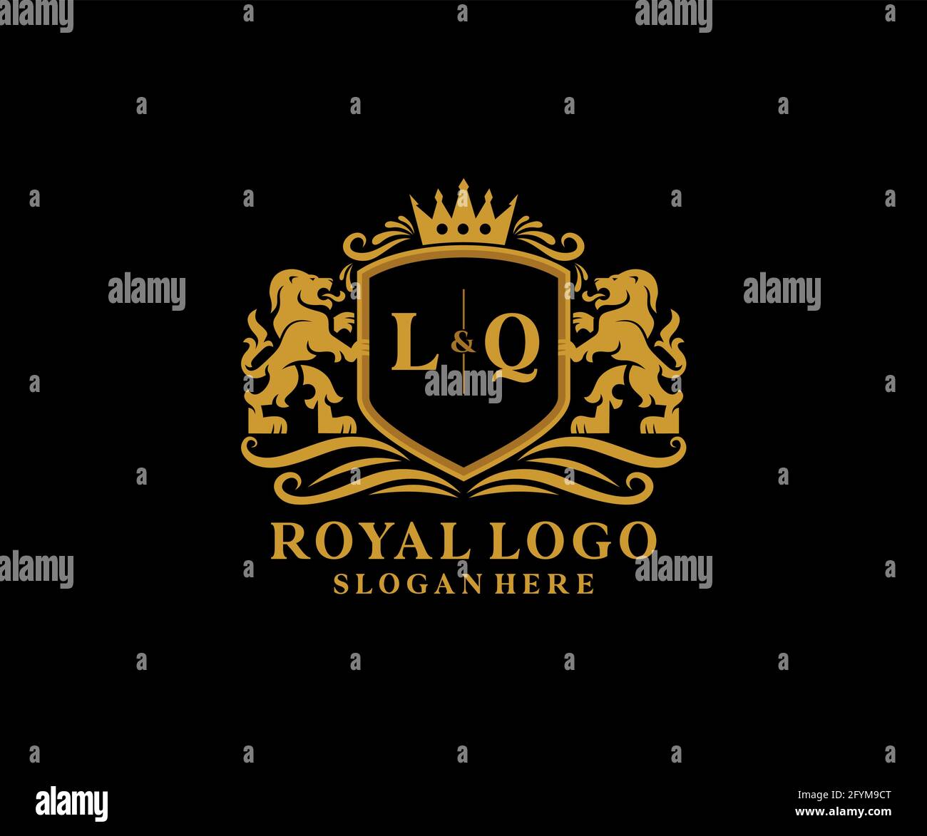 LQ Letter Lion Royal Luxury Logo template in vector art for Restaurant ...