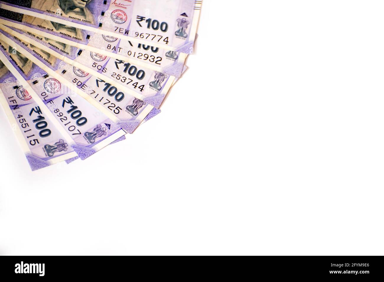 Indian one hundred rupees banknote isolated on white background Stock ...