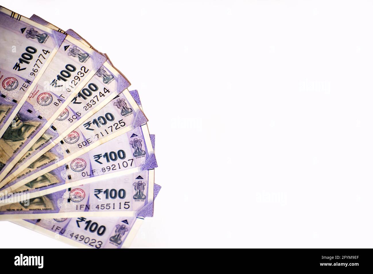 Indian one hundred rupees banknote isolated on white background Stock ...