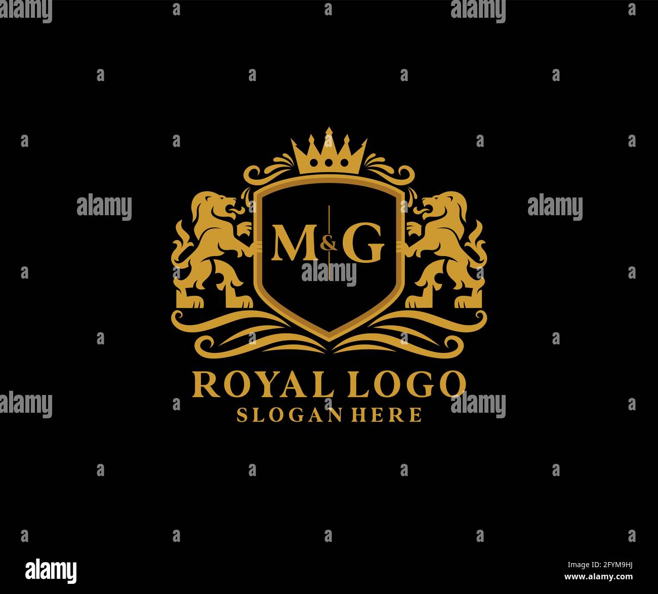 MG Letter Lion Royal Luxury Logo template in vector art for Restaurant ...