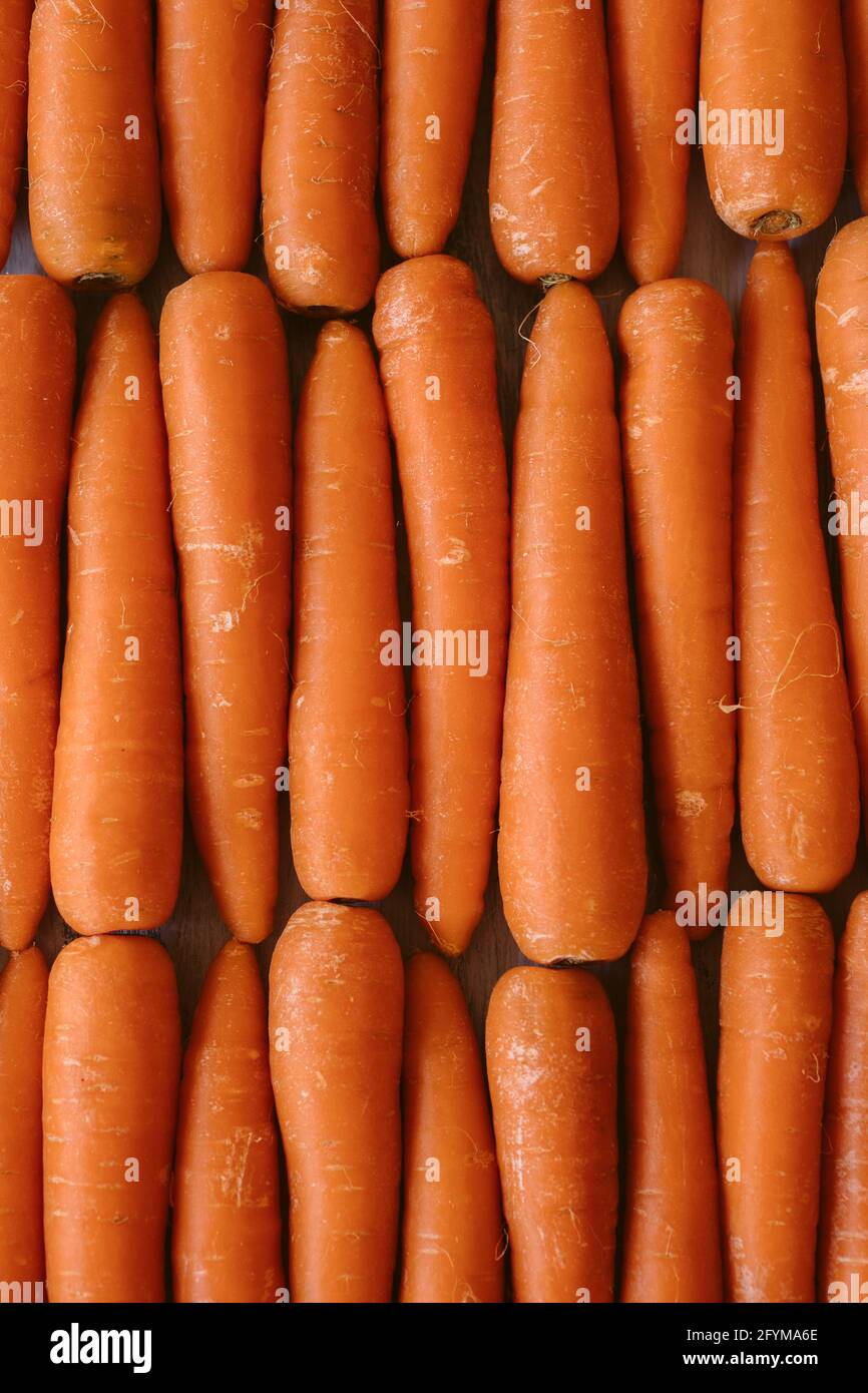 Organic carrots as texture and background. Top view. Organic and ...