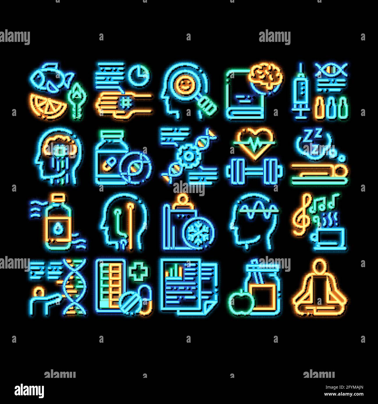 Biohacking neon glow icon illustration Stock Vector Image & Art - Alamy