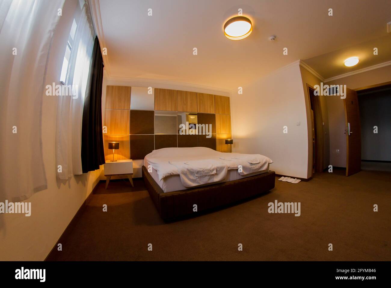 BRCKO, BOSNIA AND HERZEGOVINA - May 14, 2017: Wide angle shot of hotel ...