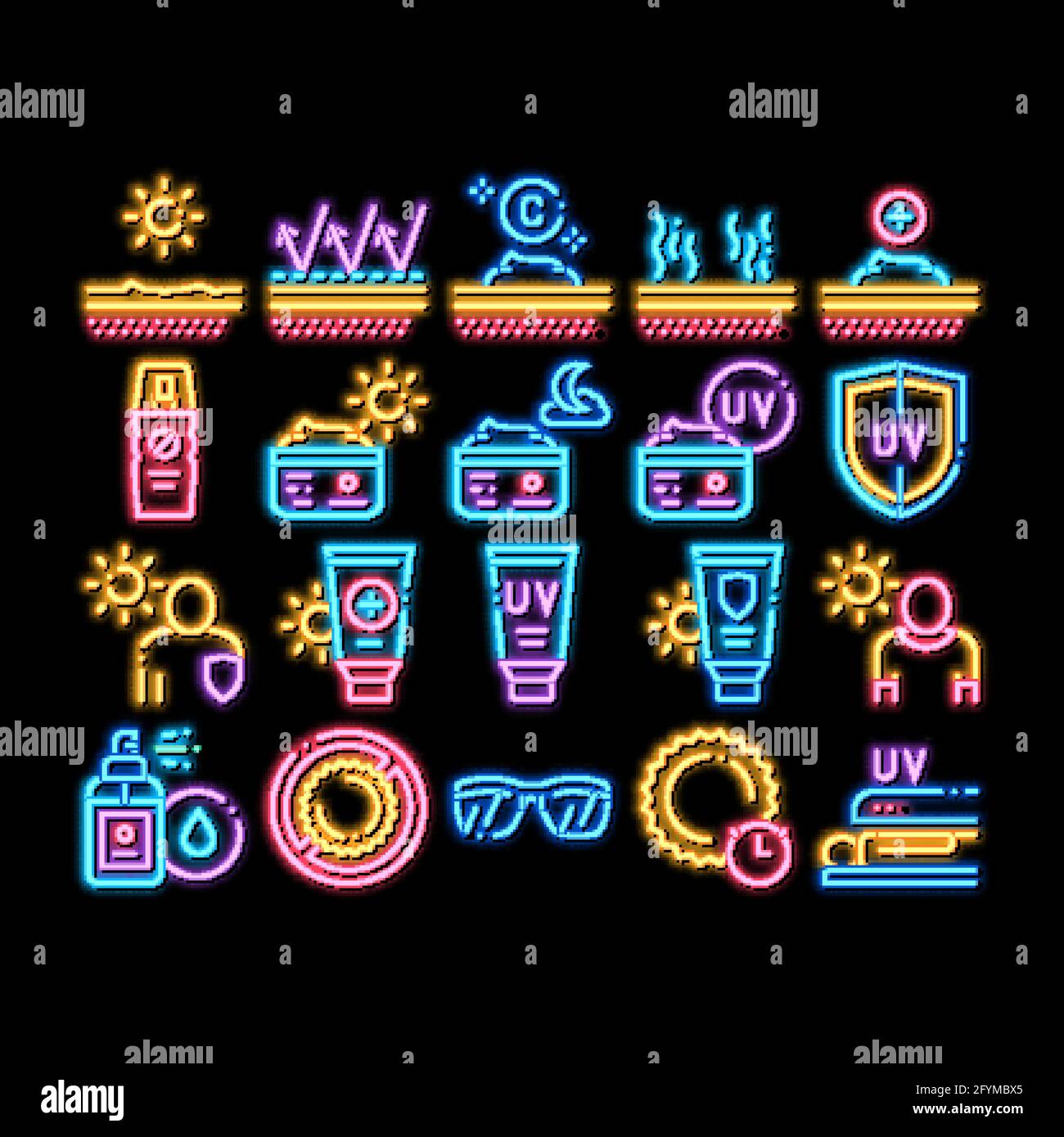 Sunscreen neon glow icon illustration Stock Vector Image & Art - Alamy