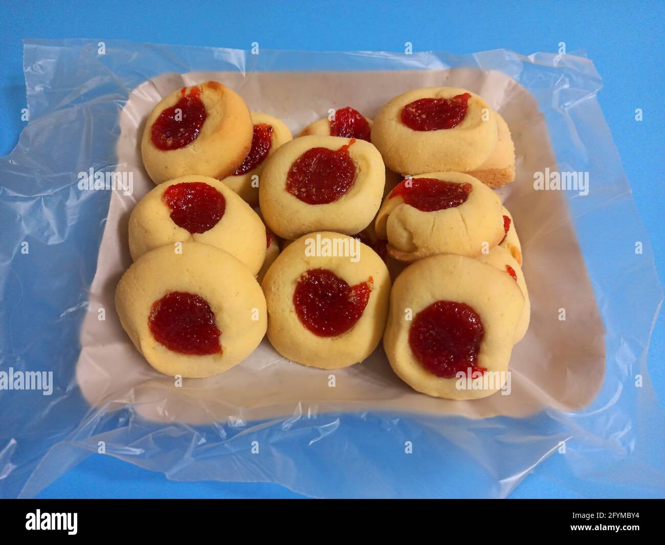 Pepas. Delicious Argentine traditional cookies with quince jelly on a ...