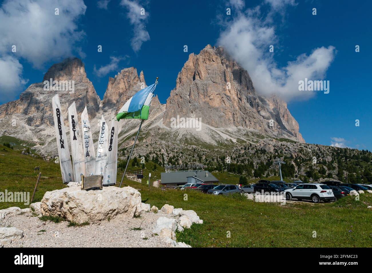 Views of the Dolomites at the Sella Pass in Val Gardena, Trentino Alto ...