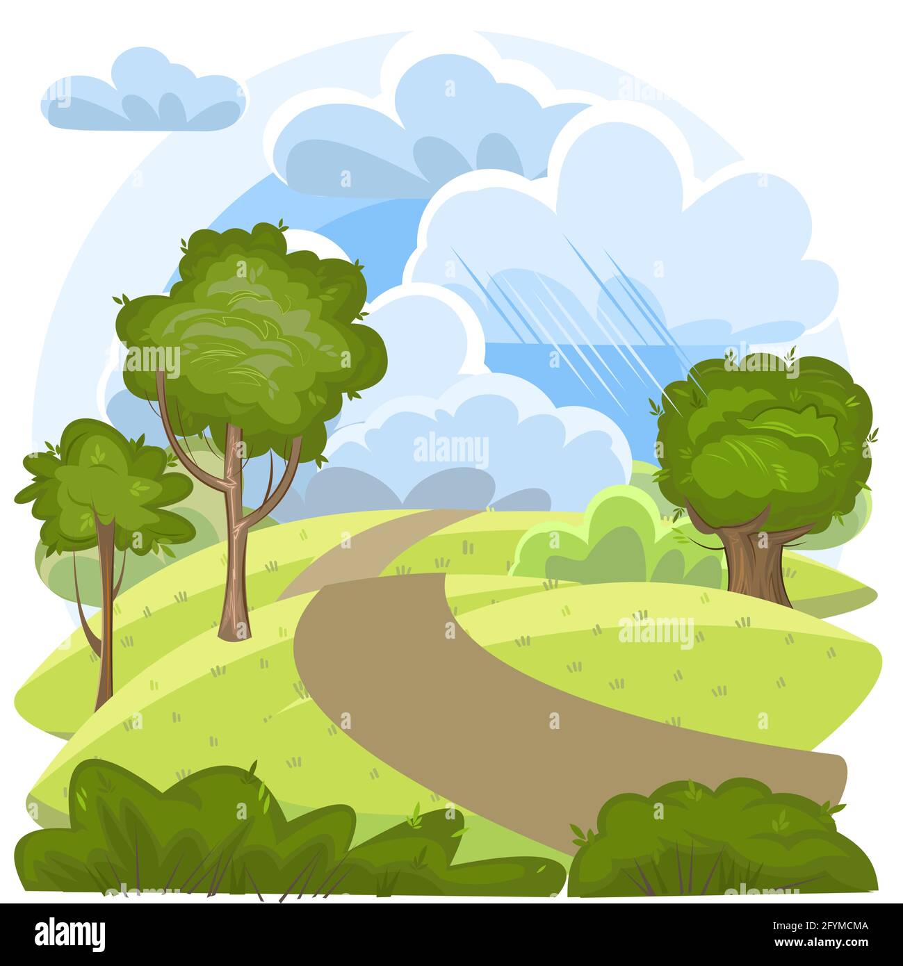 Trees on rural road Stock Vector Images - Alamy