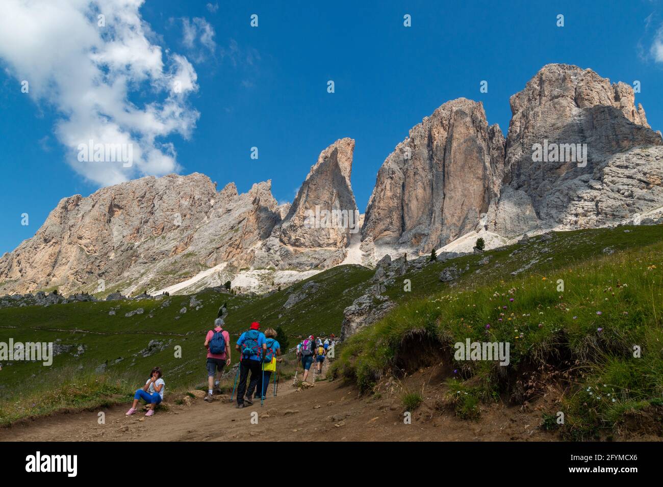 Views of the Dolomites at the Sella Pass in Val Gardena, Trentino Alto ...