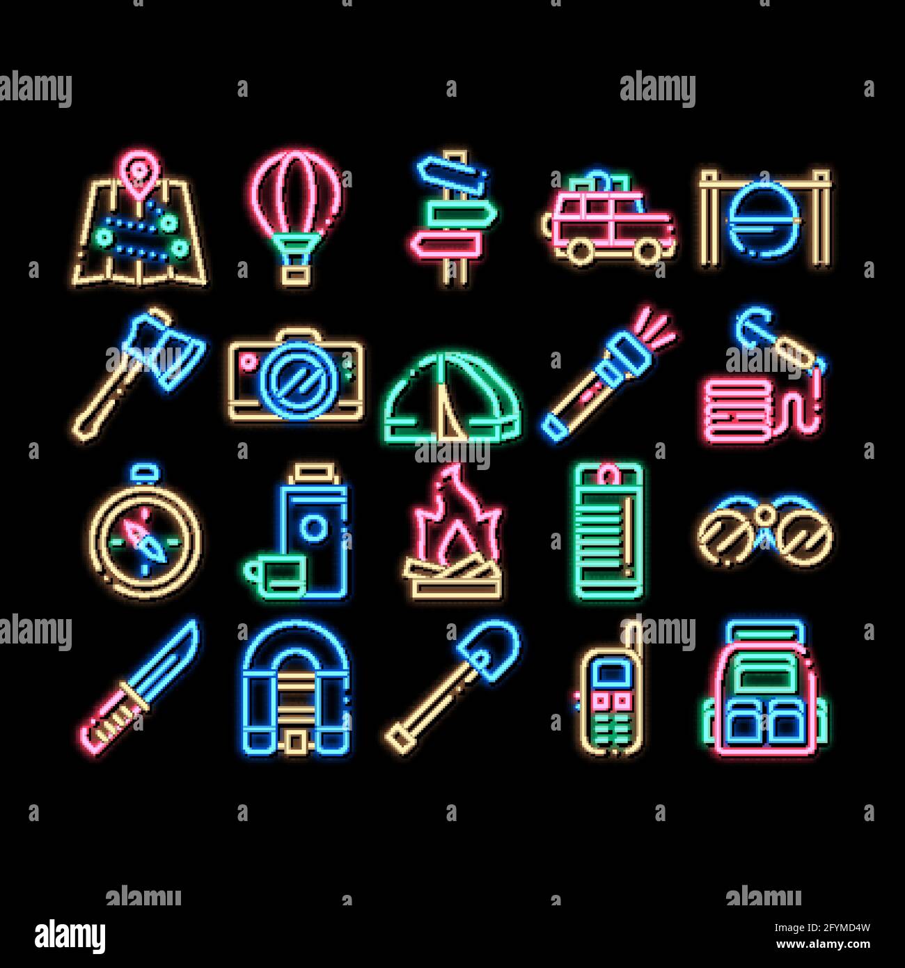 Adventure neon glow icon illustration Stock Vector Image & Art - Alamy
