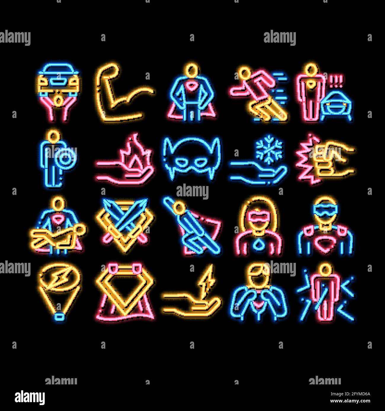 Super Hero neon glow icon illustration Stock Vector Image & Art - Alamy