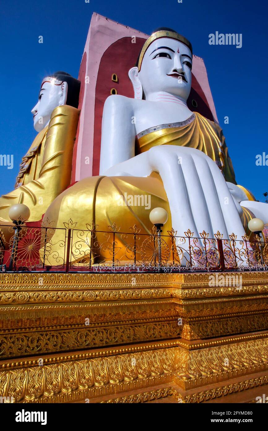 The Kyeik Pun Pagoda in Bago, Myanmar. This pagoda has four giant ...