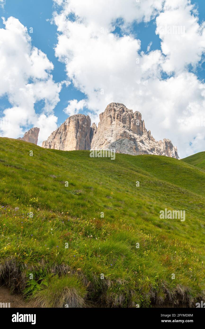 Views of the Dolomites at the Sella Pass in Val Gardena, Trentino Alto ...