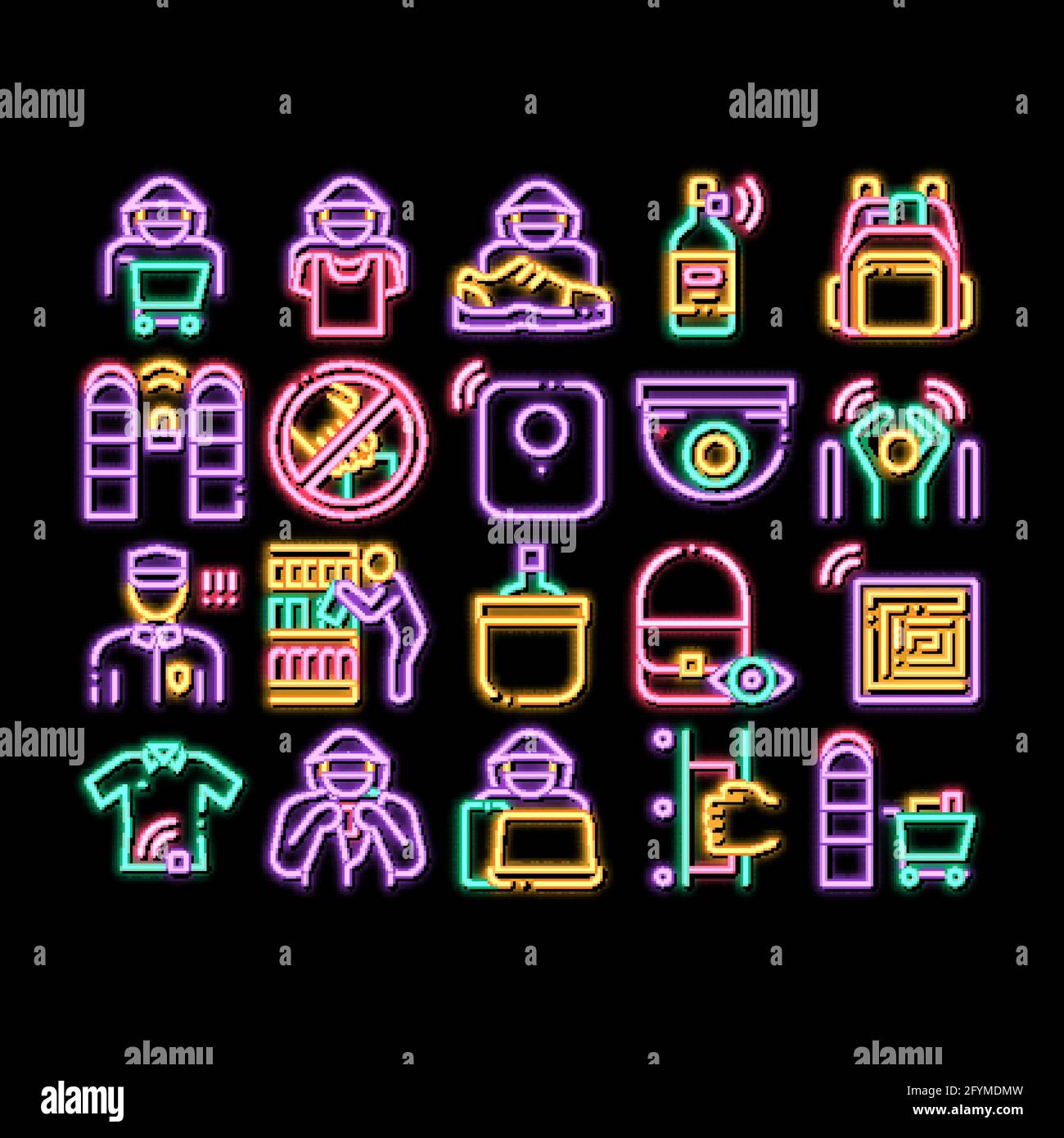 Shoplifting neon glow icon illustration Stock Vector Image & Art - Alamy