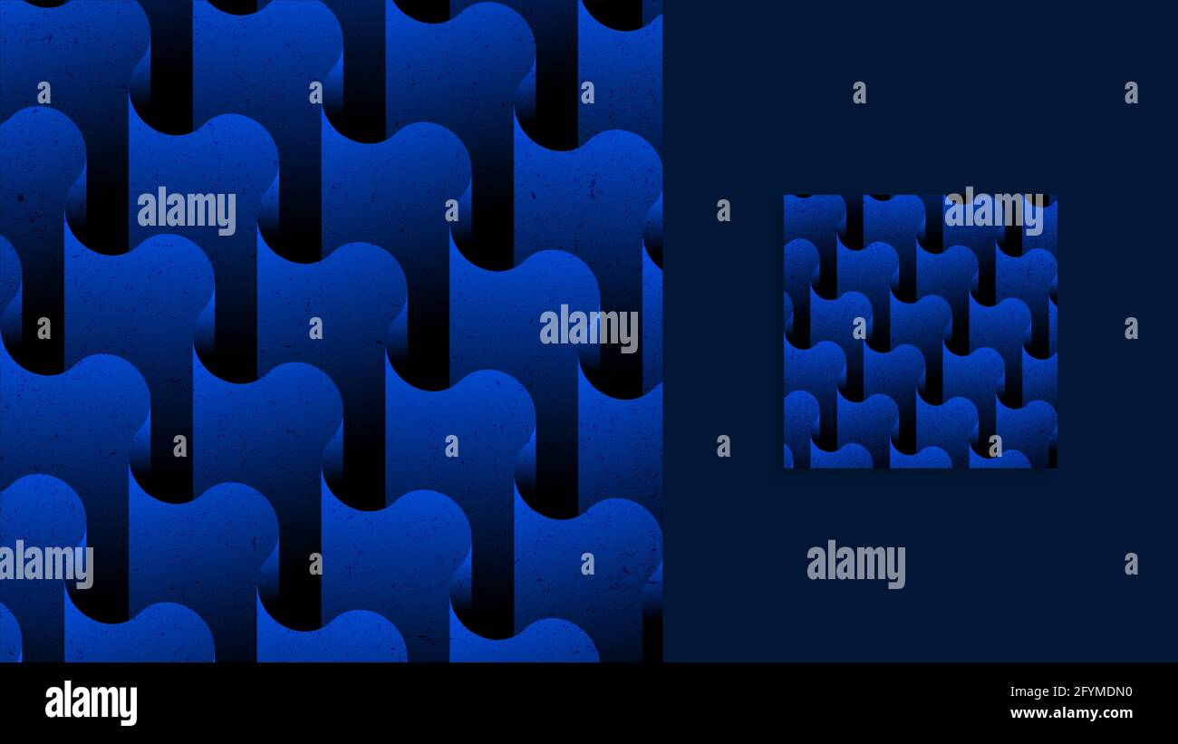 Blue Wavy Collage. Abstract Background with realistic 3D elements ...